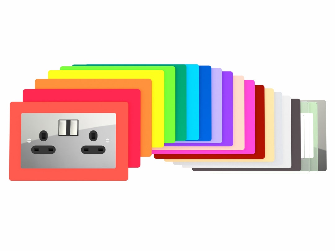 Double Socket Switch Socket Coloured Acrylic Surround Finger Plate ...