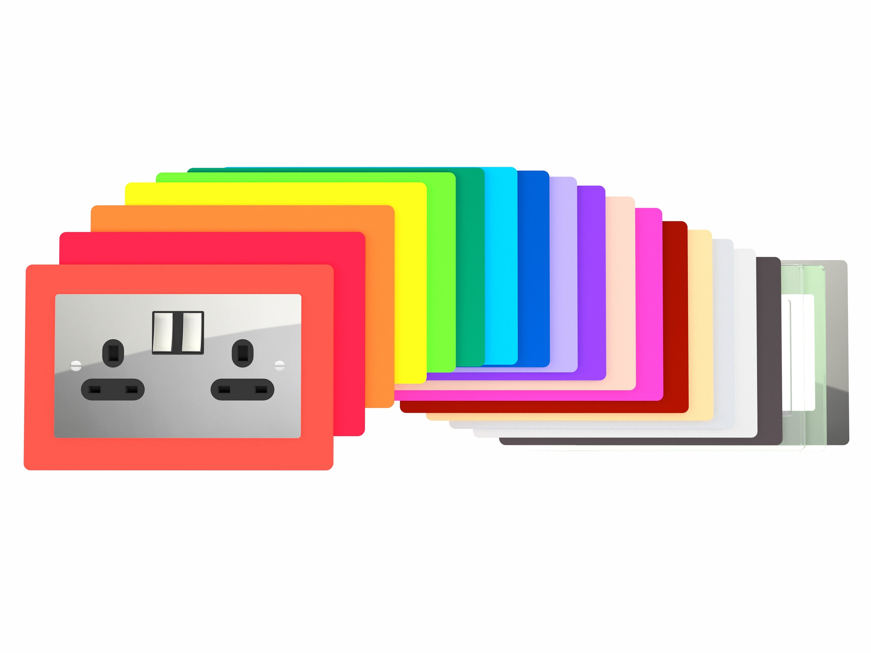 Double Socket Switch Socket Coloured Acrylic Surround Finger Plate ...