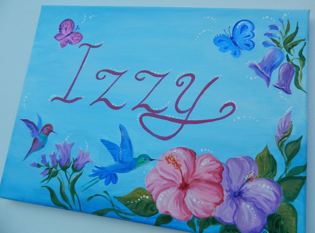 Custom Name Painting on Canvas, Baby Girl Name Painting, Butterflies ...