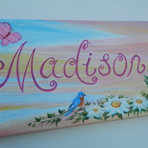 Personalized Butterflies Name Canvas Nursery Name Sign Flowers Girl ...