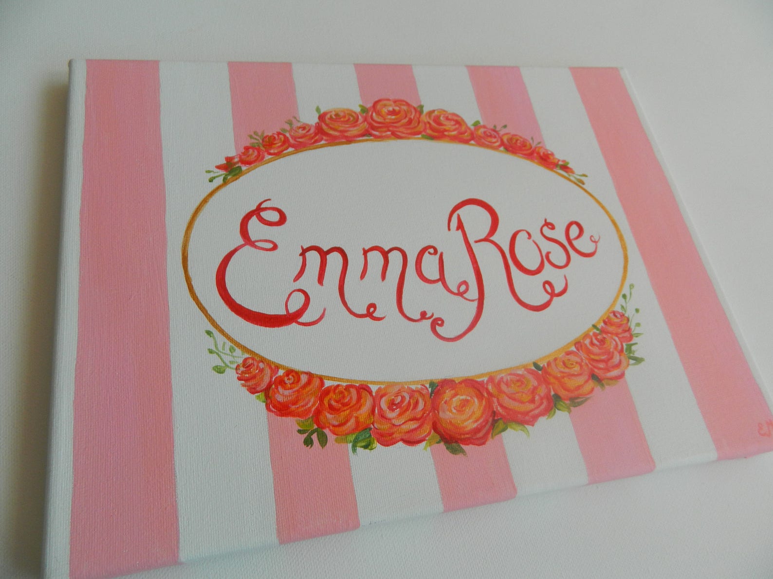 Floral Name Sign Painting Roses Name Canvas Girl Painting | Etsy