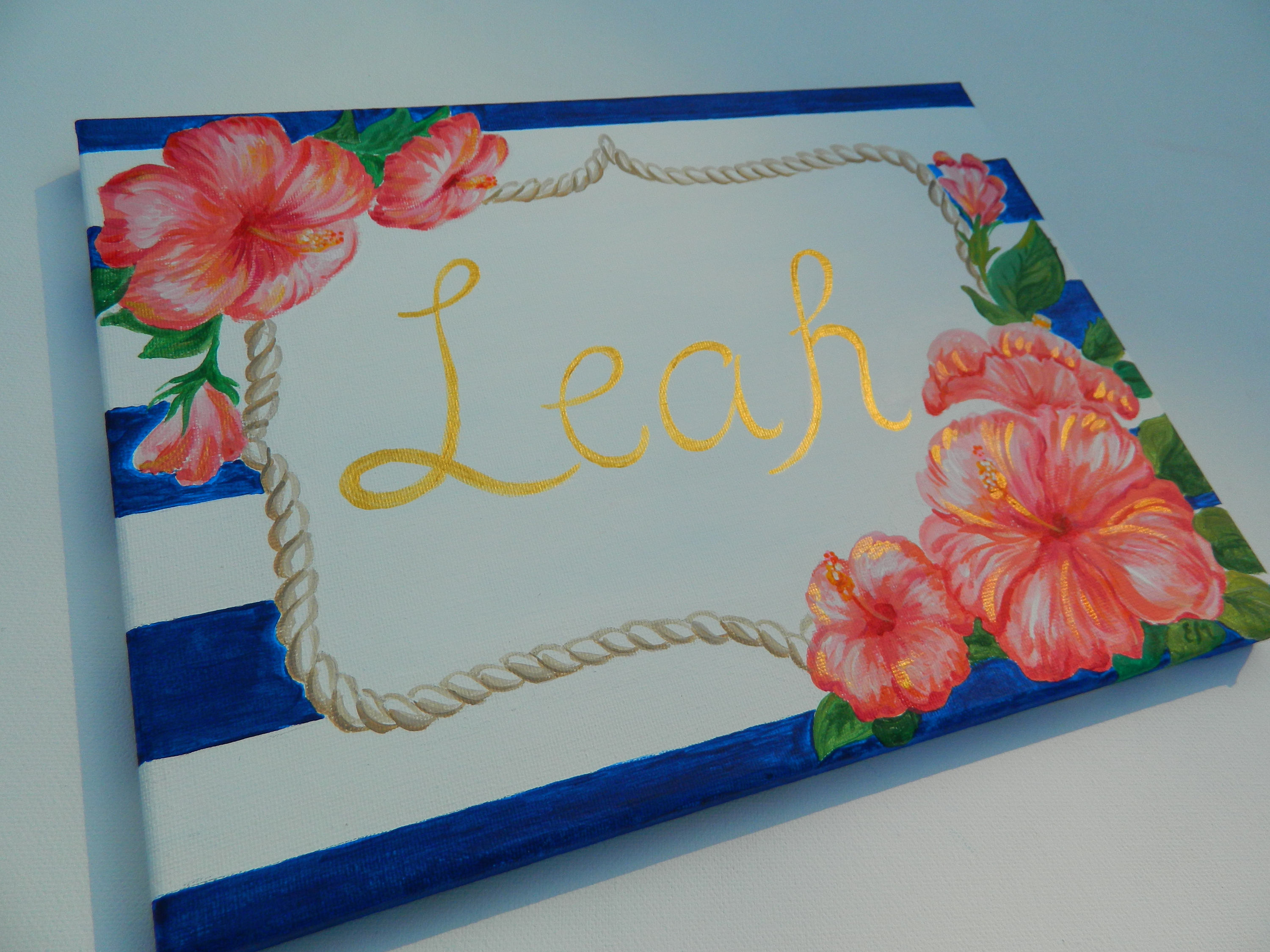 Girl Floral Nursery Name Sign Canvas Name Sign Painting - Etsy