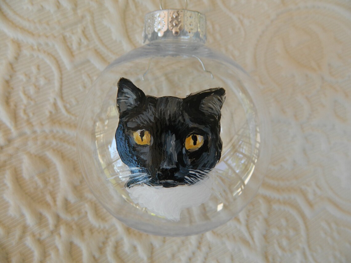 Custom Cat Ornament Personalized, Handpainted Cat Portrait, Pet Custom ...