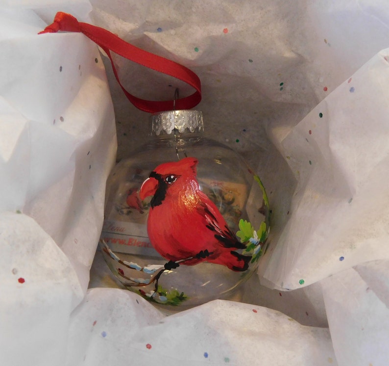 Red Cardinal Hand Painted Ornament Red Cardinal Ornament - Etsy