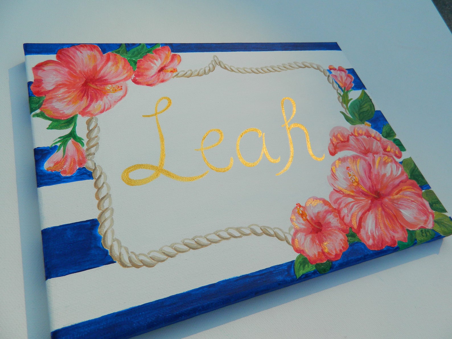Girl Floral Nursery Name Sign Canvas Name Sign Painting - Etsy