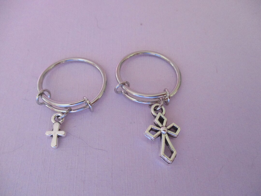 Cross Charm Ring Available in 3 Sizes Stainless Steel - Etsy