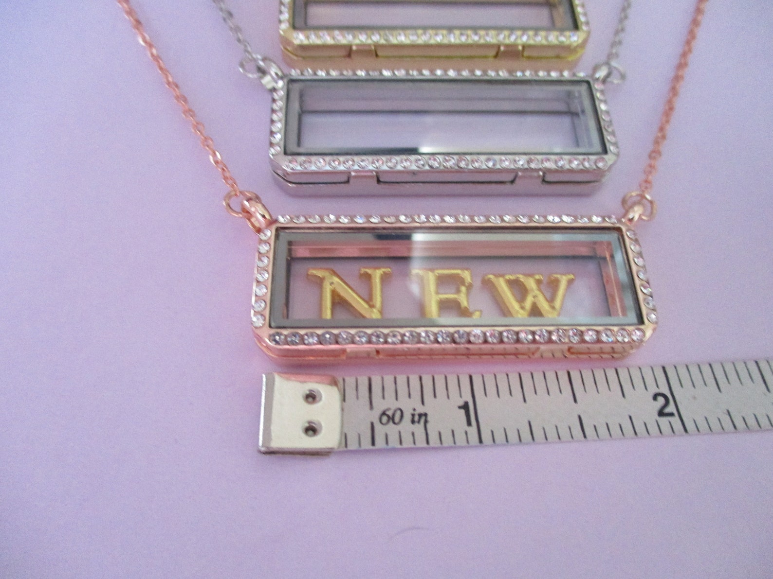 Horizontal Floating Locket With Crystals Memory Locket - Etsy