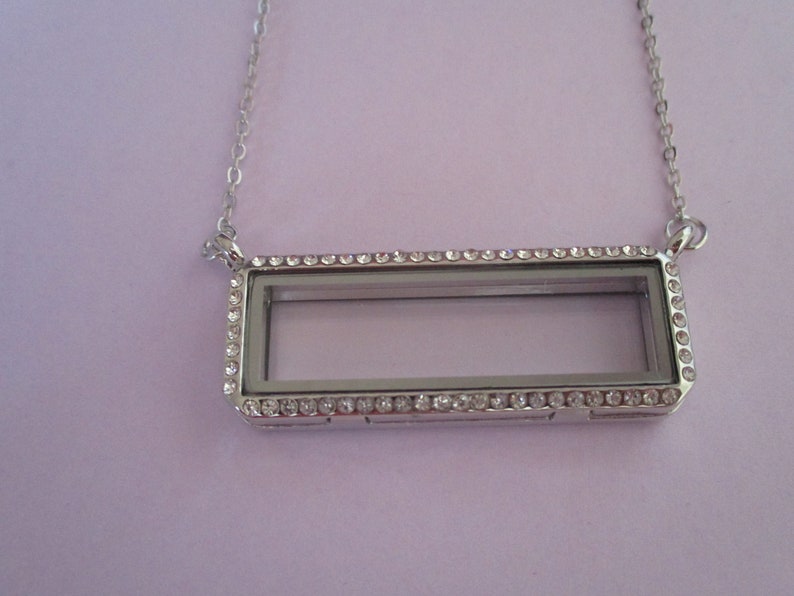 Horizontal Floating Locket With Crystals Memory Locket - Etsy