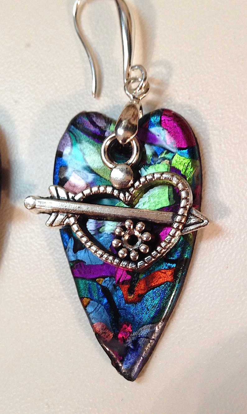 HEART DANGLE Earrings Valentines Day Gift Multi layer | Etsy