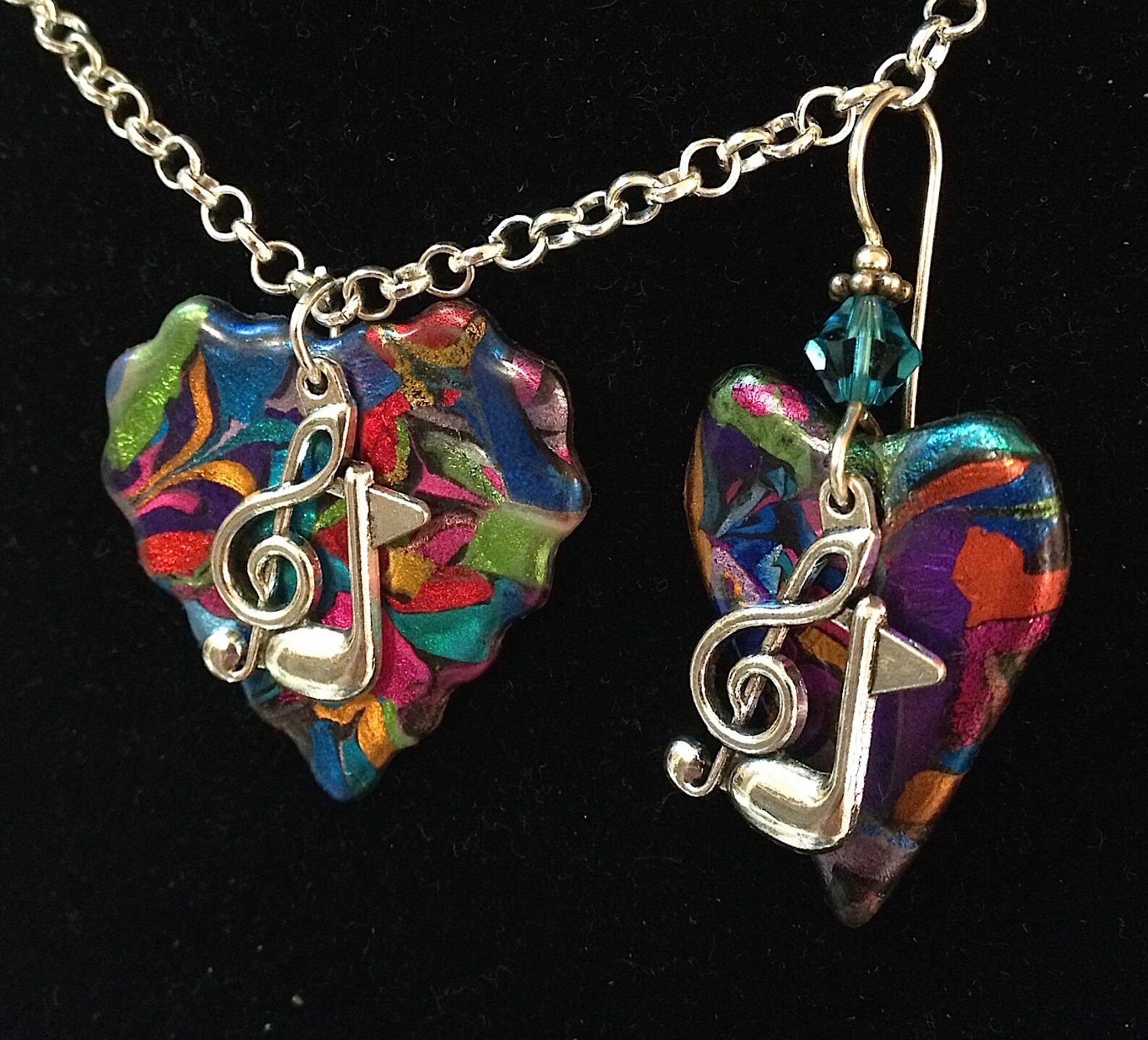 MUSICAL NOTES Jewelry Set Necklace BIRTHSTONE Earrings - Etsy