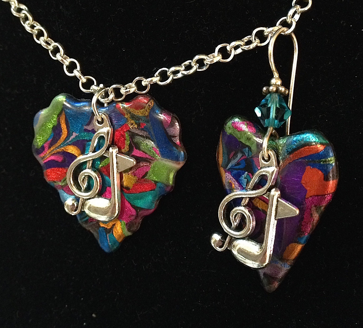 MUSICAL NOTES Jewelry Set Necklace, BIRTHSTONE Earrings, Student ...