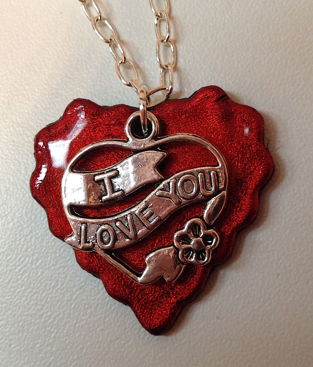 LOVE YOU Heart Necklace Jewelry SET Valentines Day - Etsy