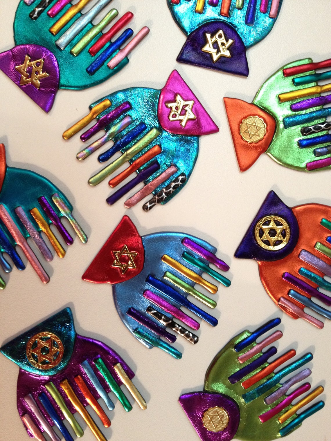 HANUKAH MENORAH Pin, Star of David Charms, 24K Gold Over Brass Charms ...