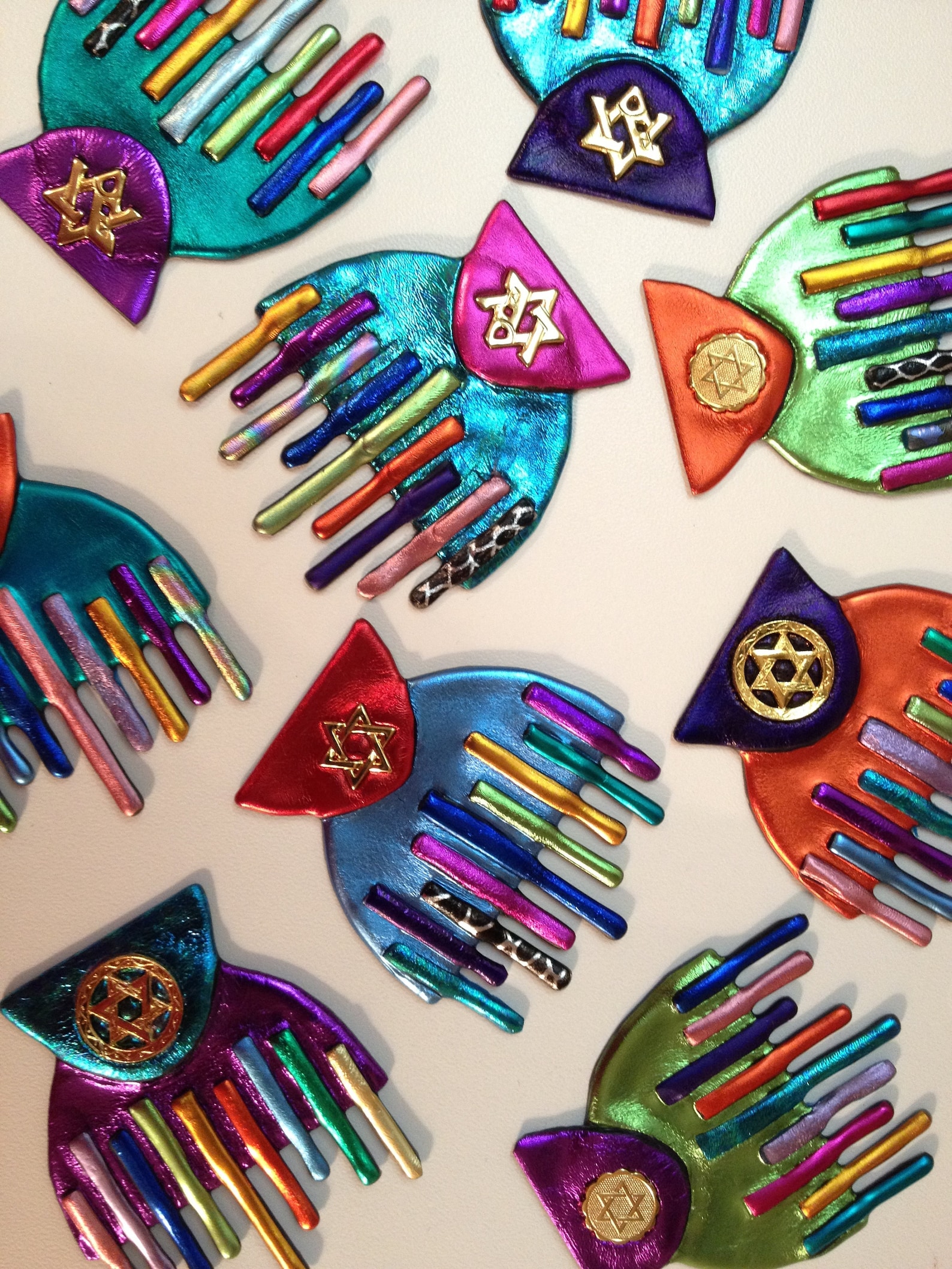 HANUKAH MENORAH Pin, Star of David Charms, 24K Gold Over Brass Charms ...