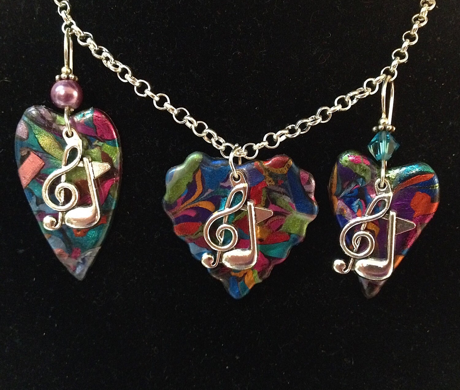 MUSICAL NOTES Jewelry Set Necklace, BIRTHSTONE Earrings, Student ...