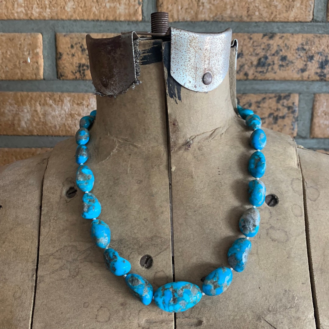 Castle Dome Turquoise Beaded Necklace 19 Inches - Etsy