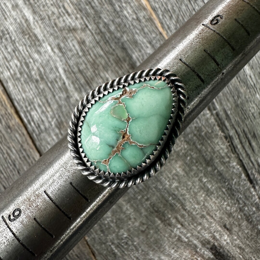 SIZE 7.5: Poseidon Variscite Bark Ring - Sterling Silver - Etsy