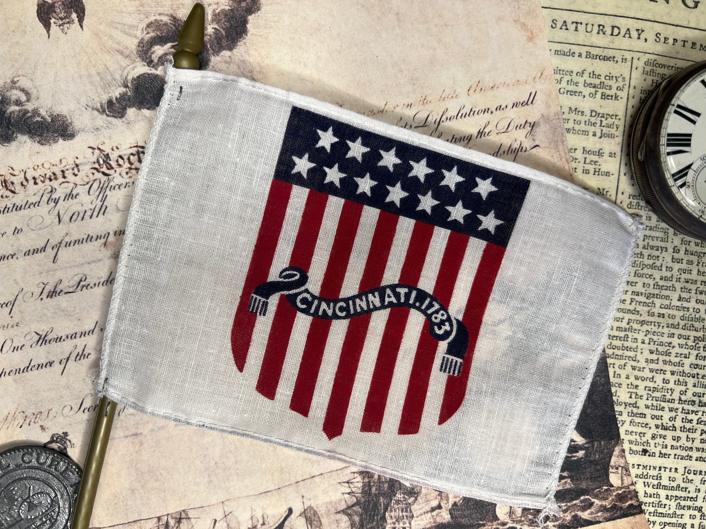 Society of the Cincinnati Flag - Vintage Historical Stick Flag ...