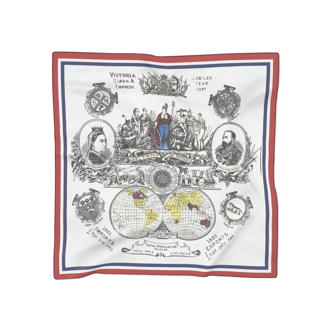 Queen Victoria Jubilee Scarf - 1887 Victorian Reproduction Poly Scarf ...