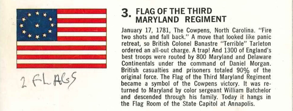 Cowpens Flag 3rd Maryland Vintage Historical Stick Flag | Etsy