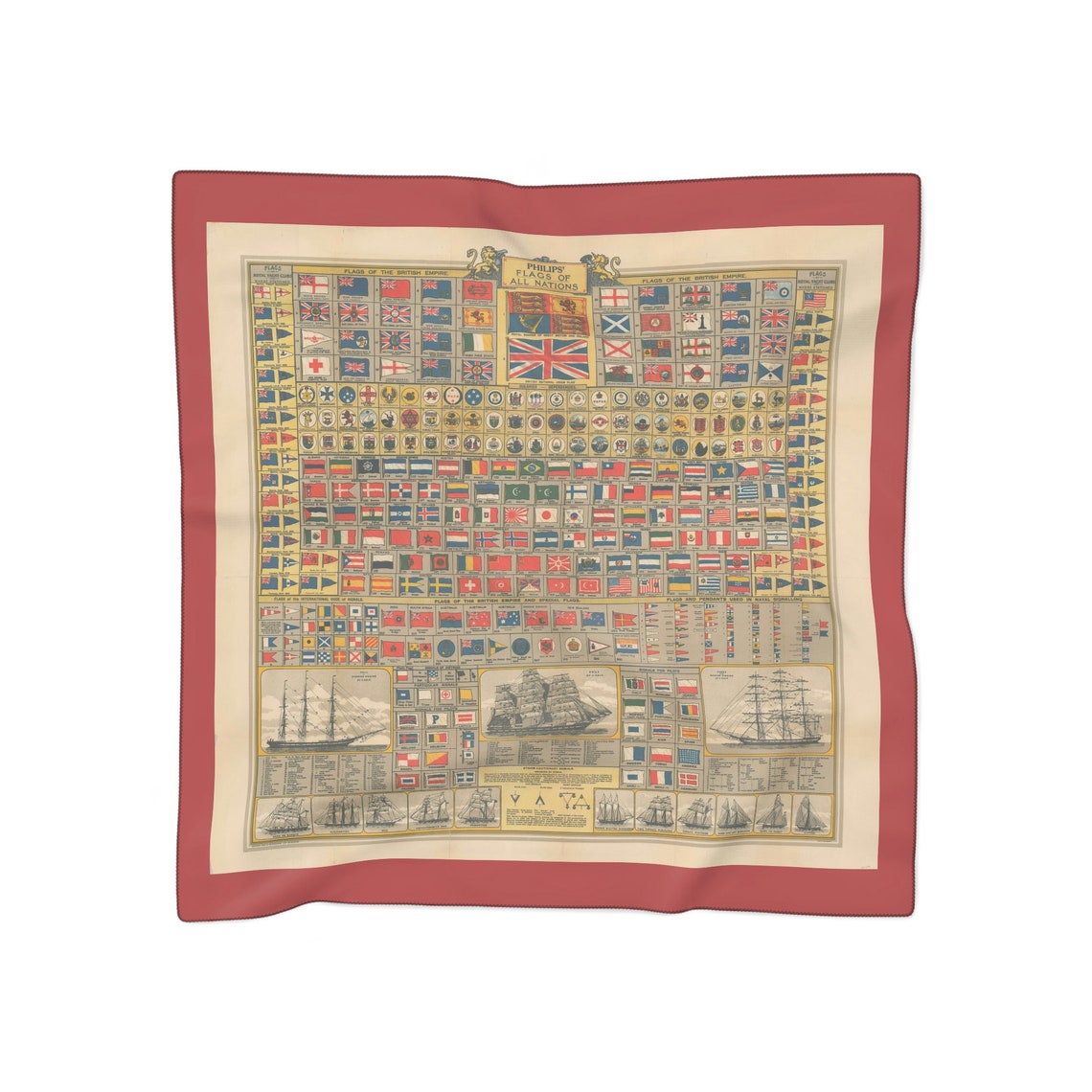 Flags of All Nations Scarf - Historical Flags Educational Chart C.1922 ...