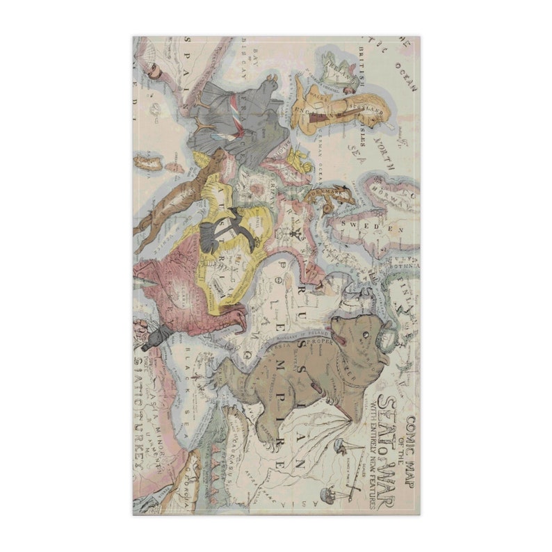 Crimean War Tea Towel 1854, Comic Map of the Seat of War, the Russian ...