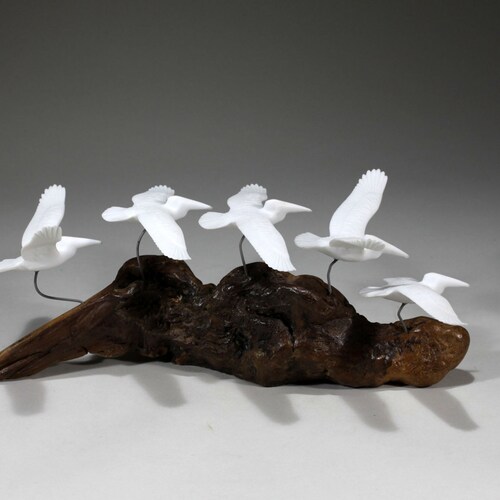 Pelican Trio Sculpture by John Perry in Flight 8in Long Decor | Etsy