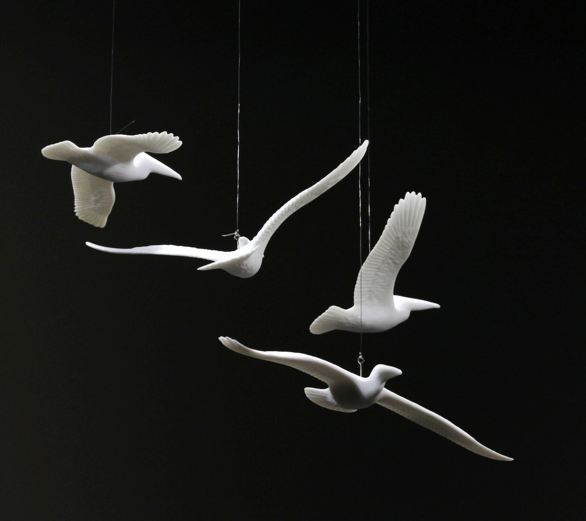 Pelican MOBILE Kinetic by John Perry (4 BIRDS) 6in Wingspan. Assembly ...