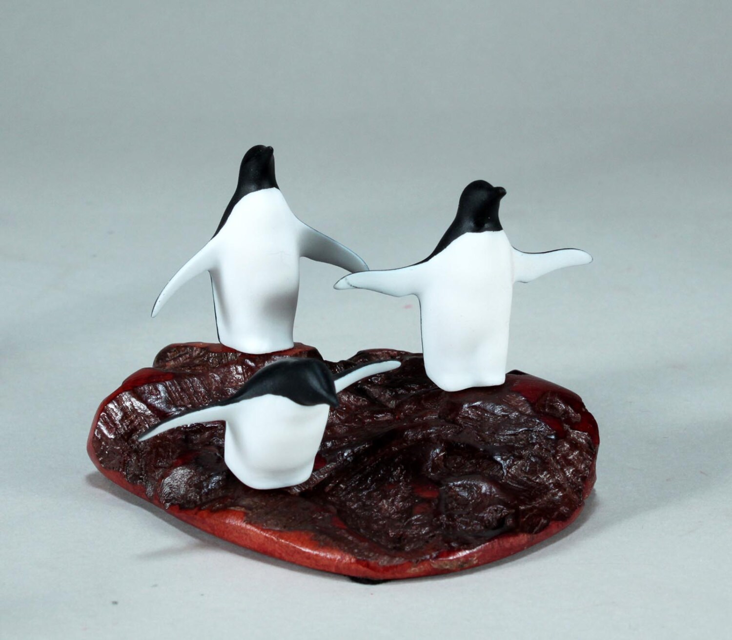 Penguin Sculpture Décor from John Perry Trio on Burl-wood base | Etsy