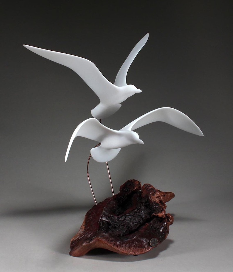 Seagull Sculpture Statue Decor by John Perry DUO 16in Wingspan - Etsy