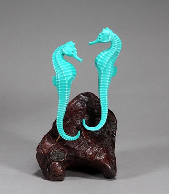 Seahorse Sculpture Decor Figurine by John Perry DUO 7in Tall | Etsy