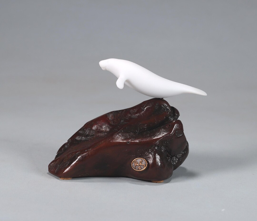 Manatee Sculpture by John Perry Pellucida on Burl Base 5 Inches Long Figurine - Etsy