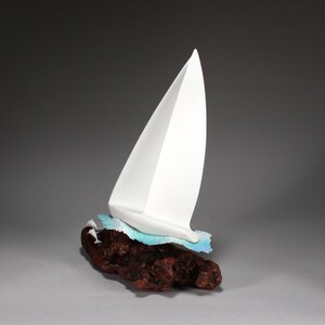 Sailboat Yacht Sculpture With Dolphins by John Perry 16in Tall - Etsy