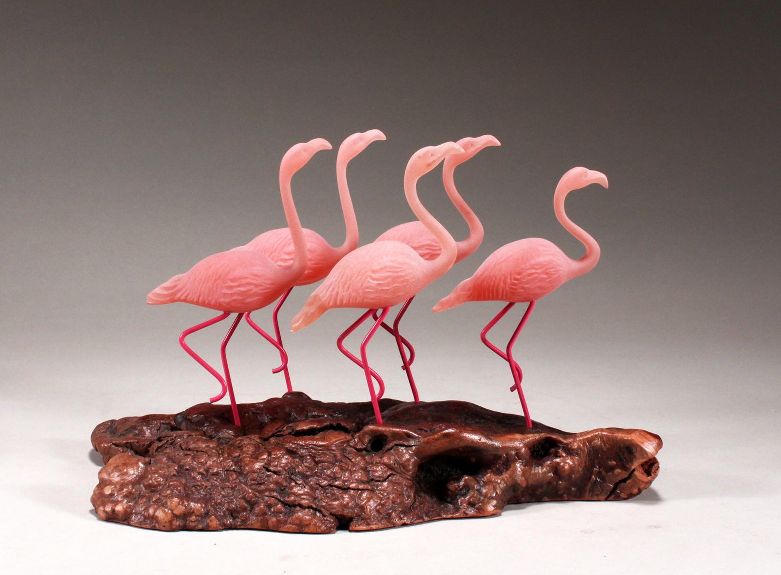 Flamingo Sculpture by John Perry (5 BIRDS) 9in Long on Polished ...