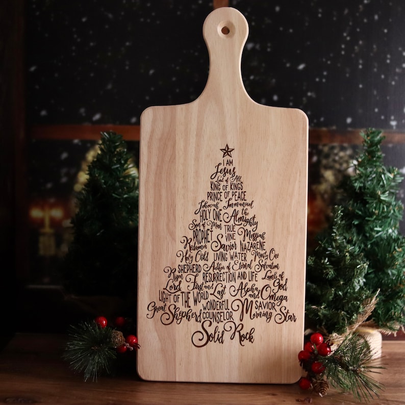 Names of Jesus Christmas Tree Cutting Board W/handle, Religious Gift ...