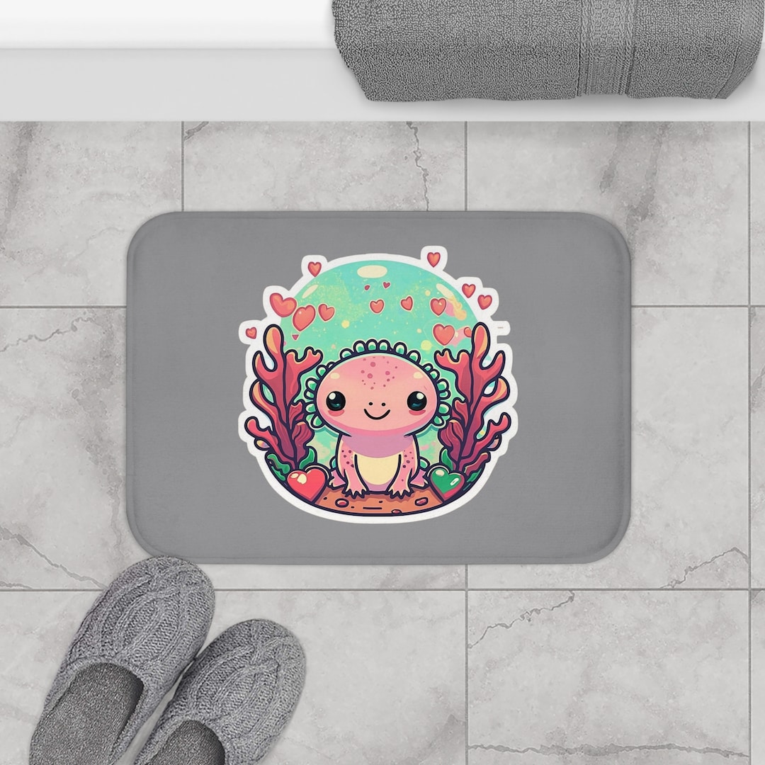Axolotl in Love Bath Mat/ Birthday, Graduation, Valentine's Day, Mother ...