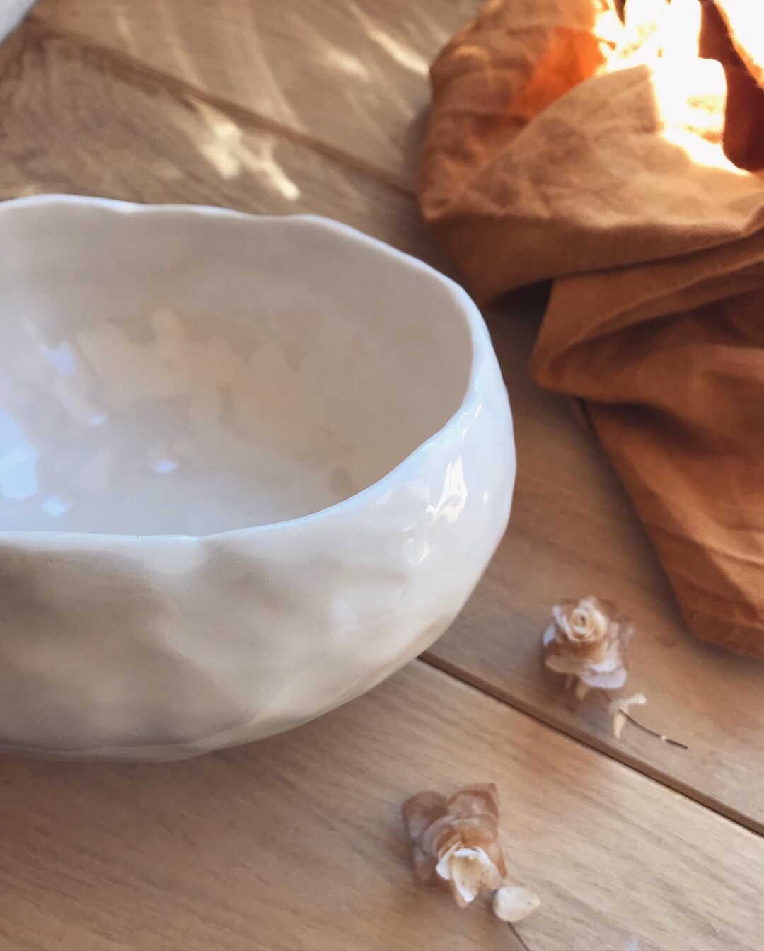 Bol blanc grand modèle réalisé en faïence, vaisselle en céramique fait ...