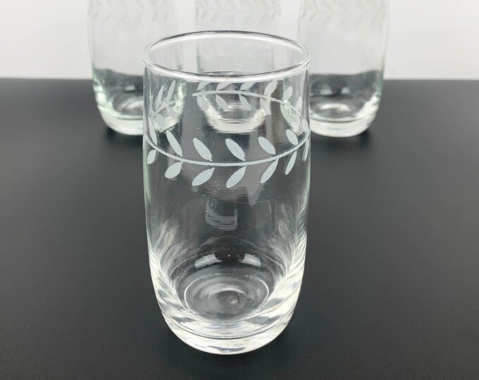 Anchor Hocking 'laurel' Flat Tumblers Set of 4 | Vintage Water and Juice Glasses | Mid Century ...