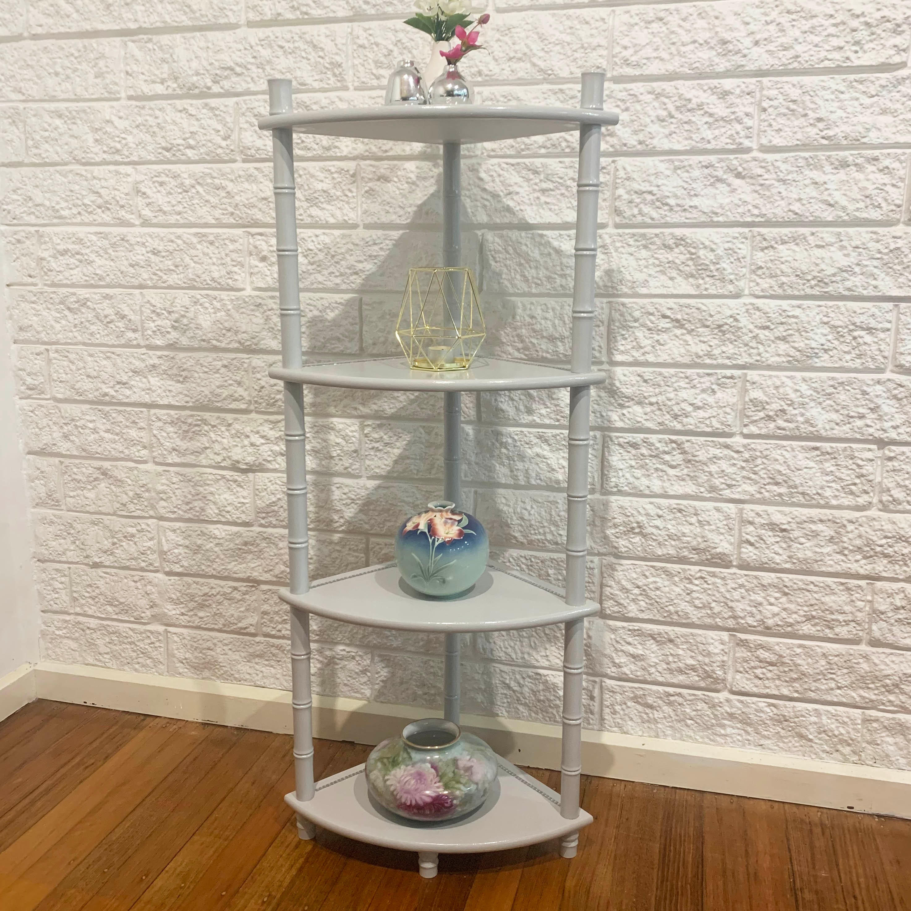 Four Tier Corner Shelf Upcycled Silver Whatnot with rhinestone | Etsy