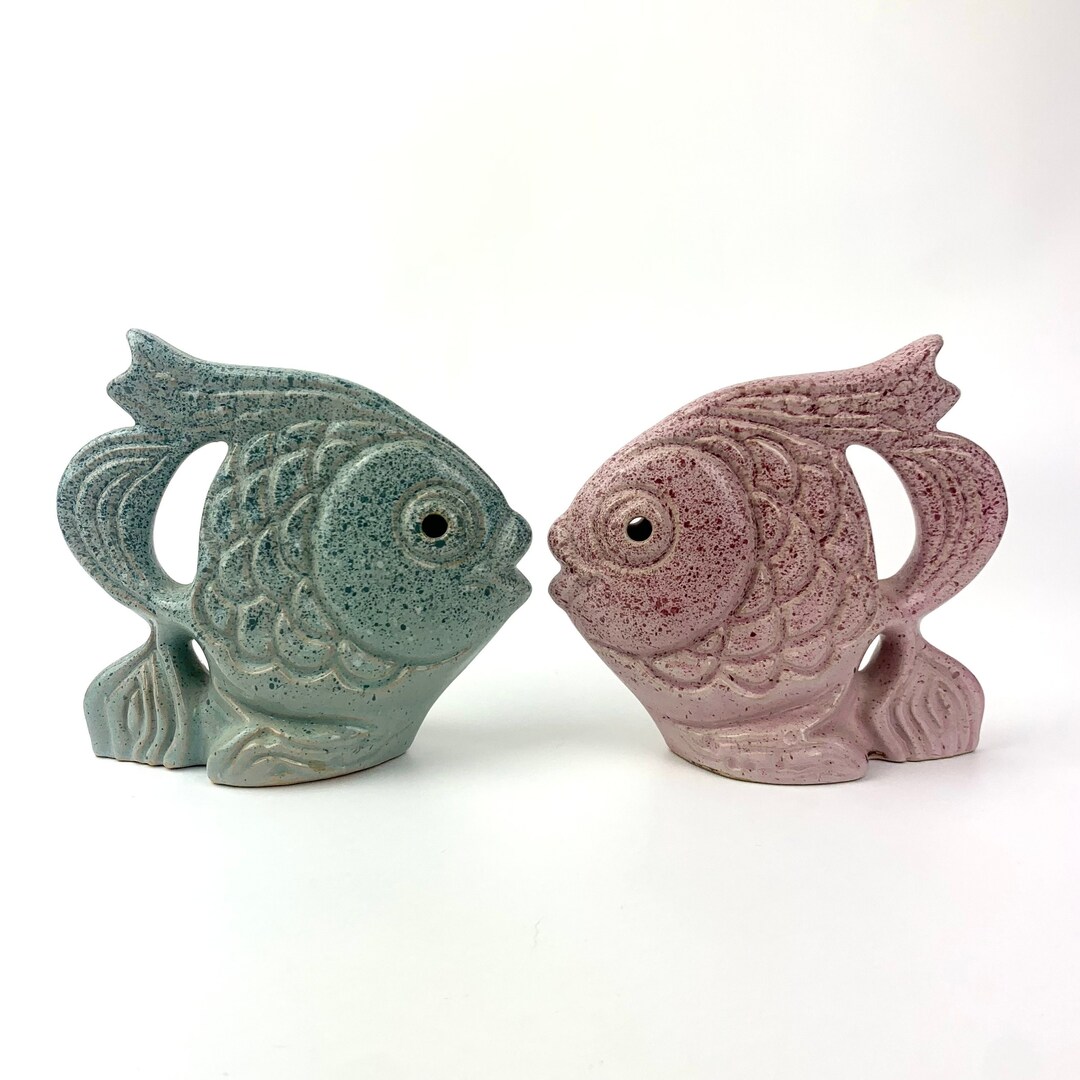 Fish Shakers | English Stoneware Fish Set | Retro Fish Decor | Salt ...