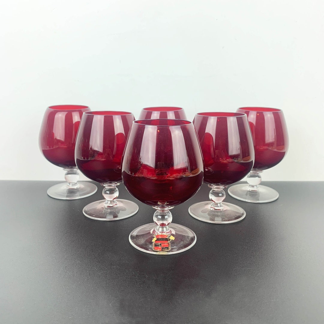 Astracolour Czech Crystal Ruby Wine Glass Set of 6 | Red Glass Goblet ...