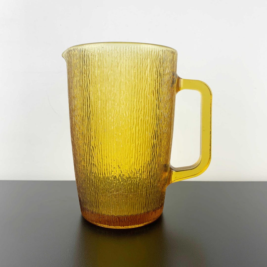 Vintage Kaaru Glass Pitcher | Crown Crystal NZ Honeygold 'furrow' Jug ...