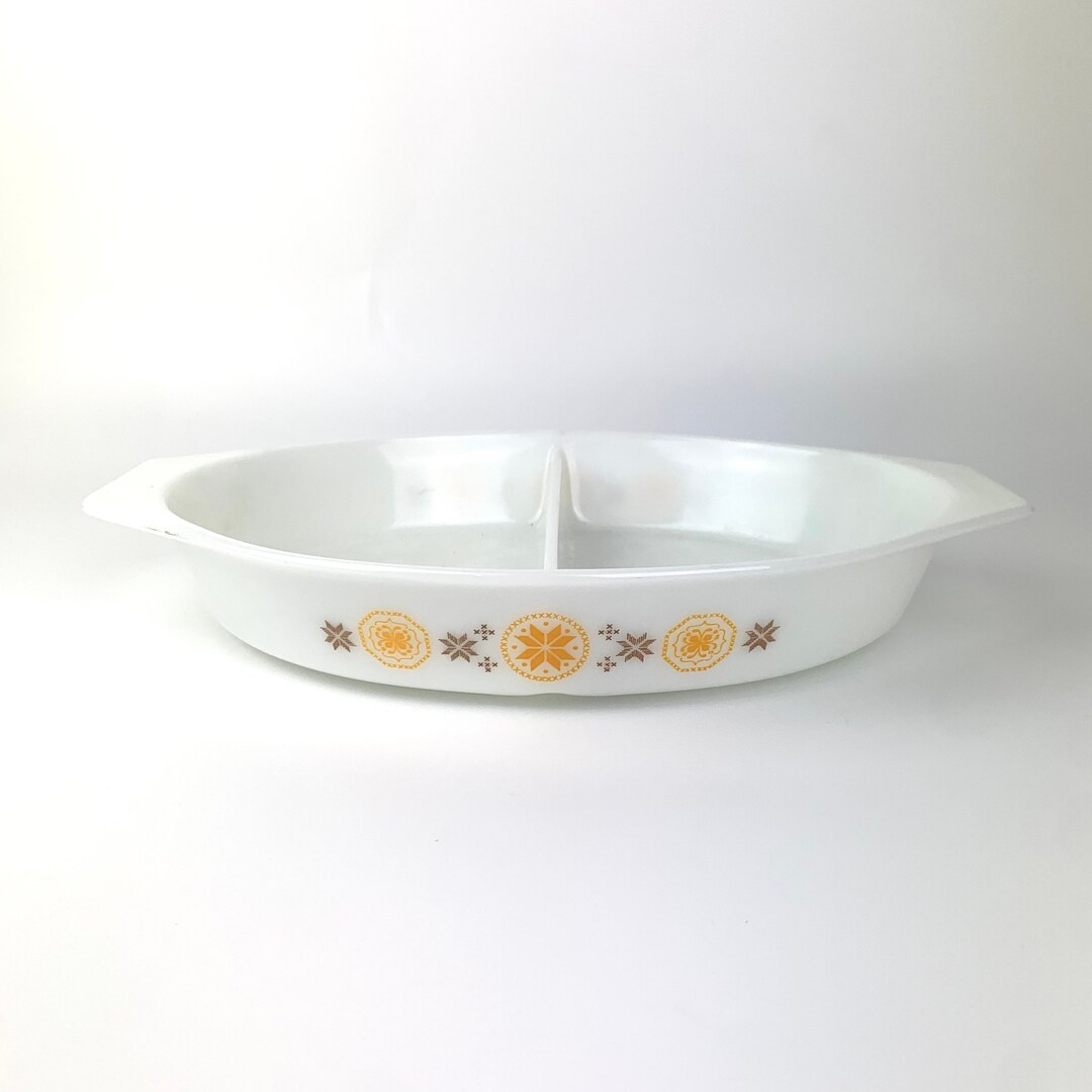 Vintage Pyrex Town and Country Divided Oval Vegetable Dish - Etsy