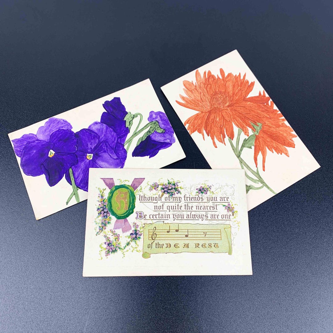 Set of 3 Early 1900's Embossed Floral Postcards | Collectible Antique ...