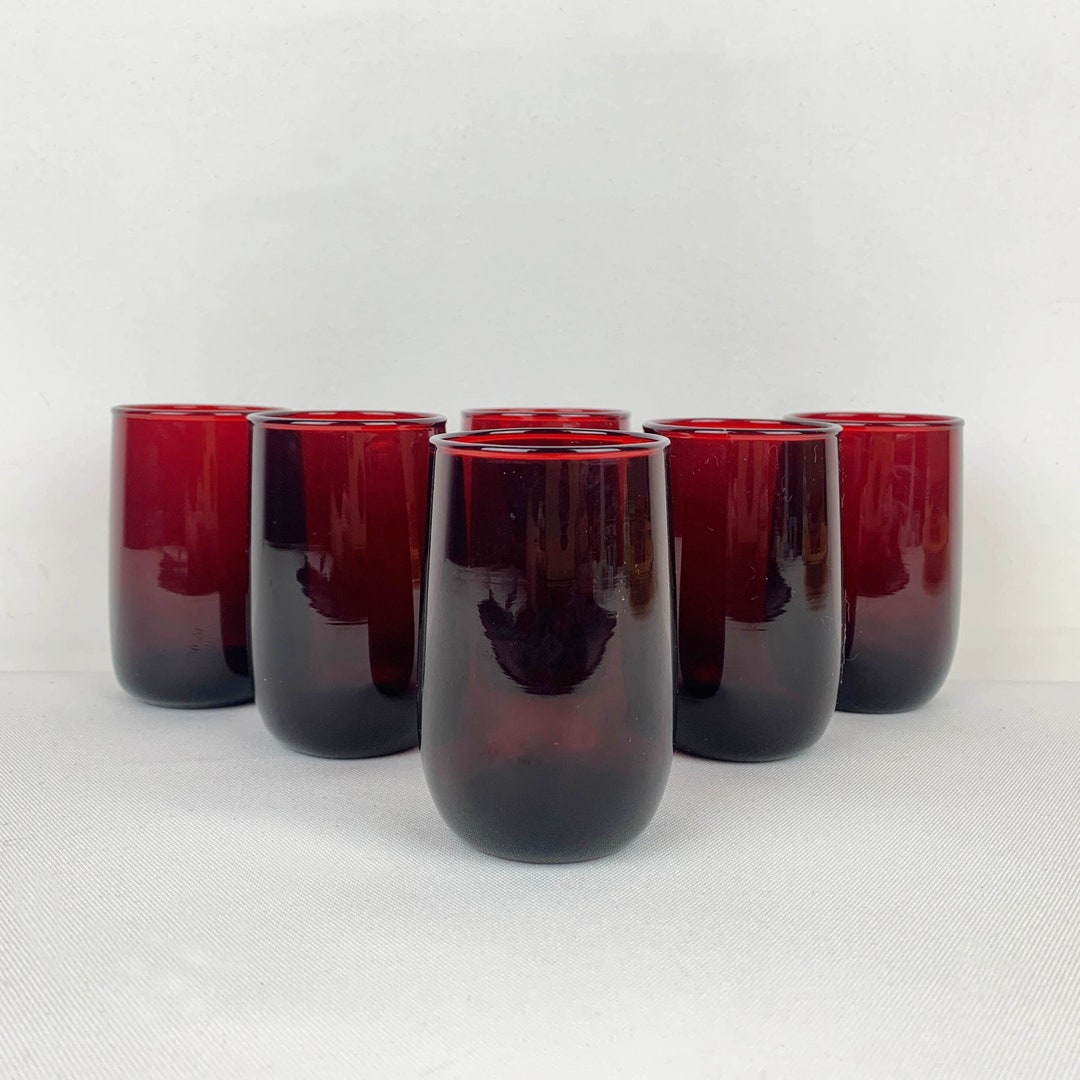 Set of 6 Small Red Aperitif and Liqueur Glass | 1960's Red Glassware ...