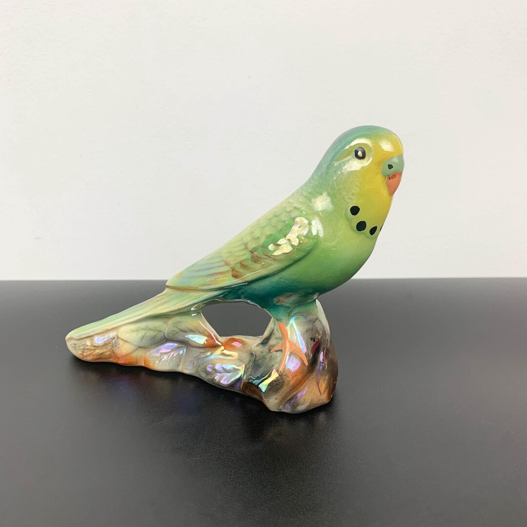 Keele St Pottery England Lustre Ceramic Budgerigar Figurine Budgie ...