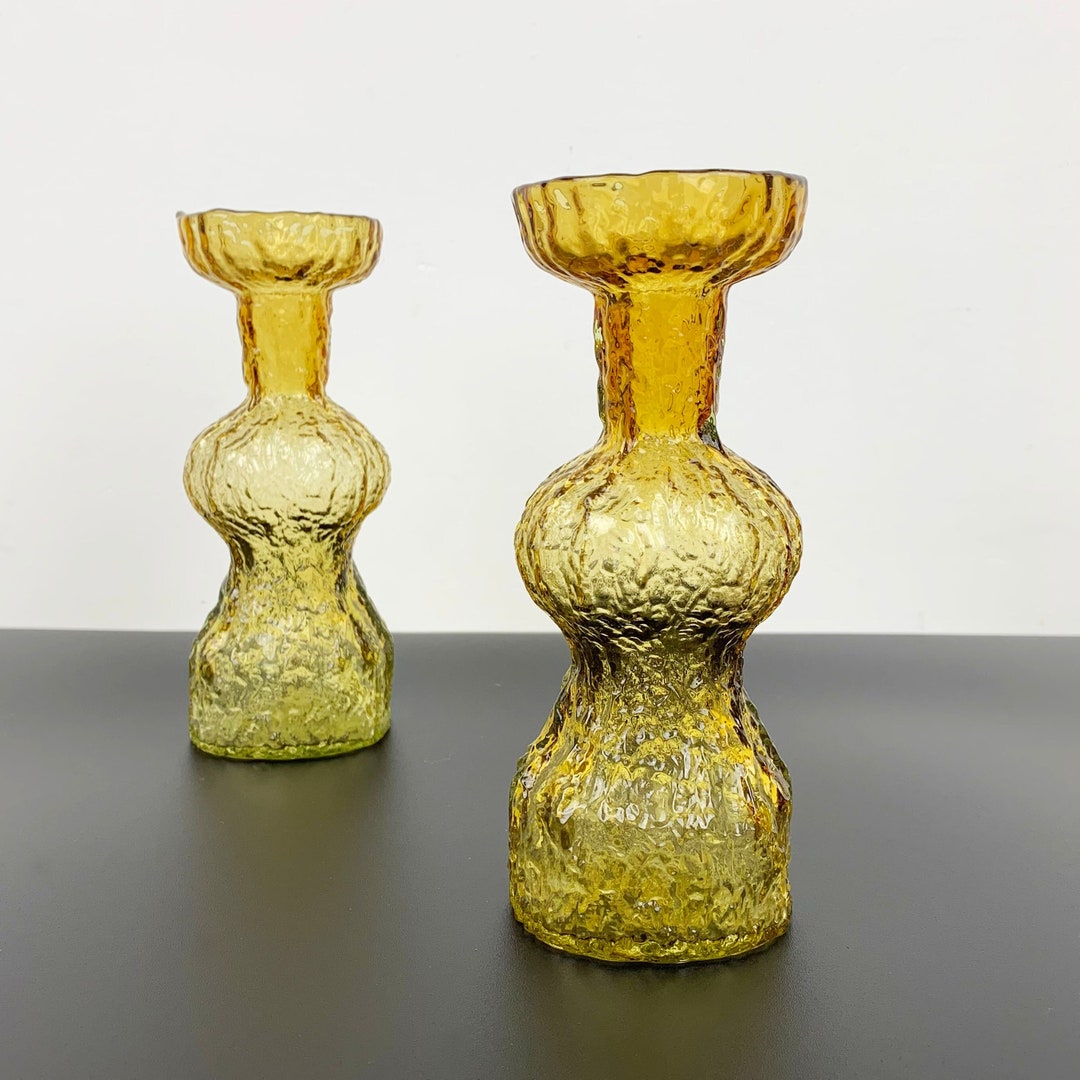 Japanese Old Colony Amber Bark Glass Vases Textured Glass - Etsy