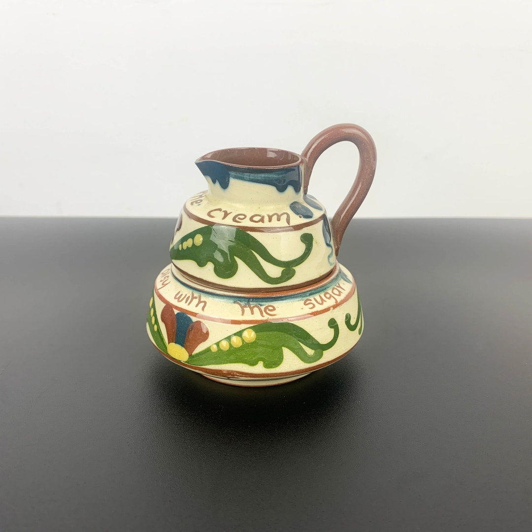 Watcombe Pottery Torquay Ware Sugar Bowl and Creamer | Motto Ware Set ...