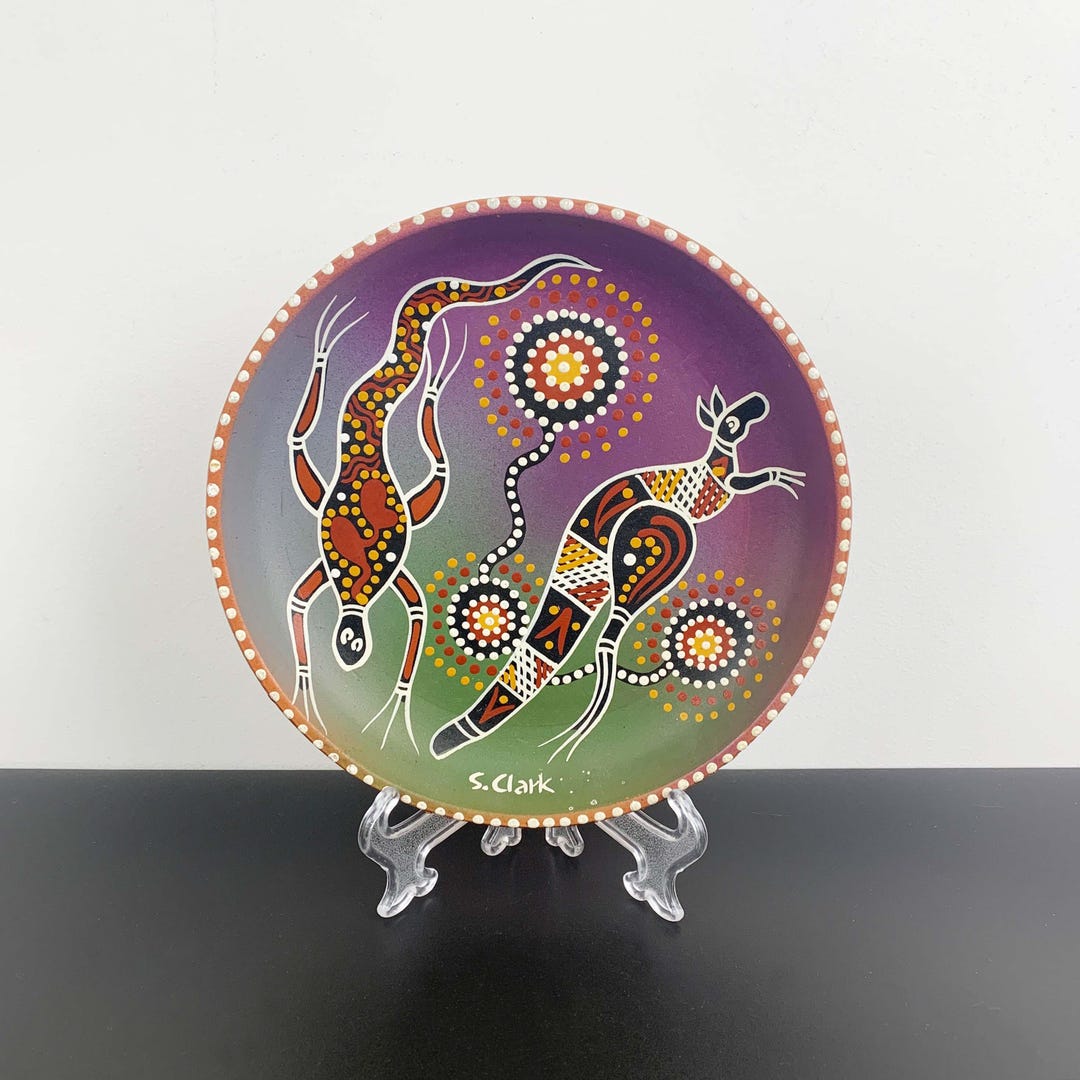 Australia Aboriginal Art Hand Painted Terracotta Plate Aboriginal Art ...