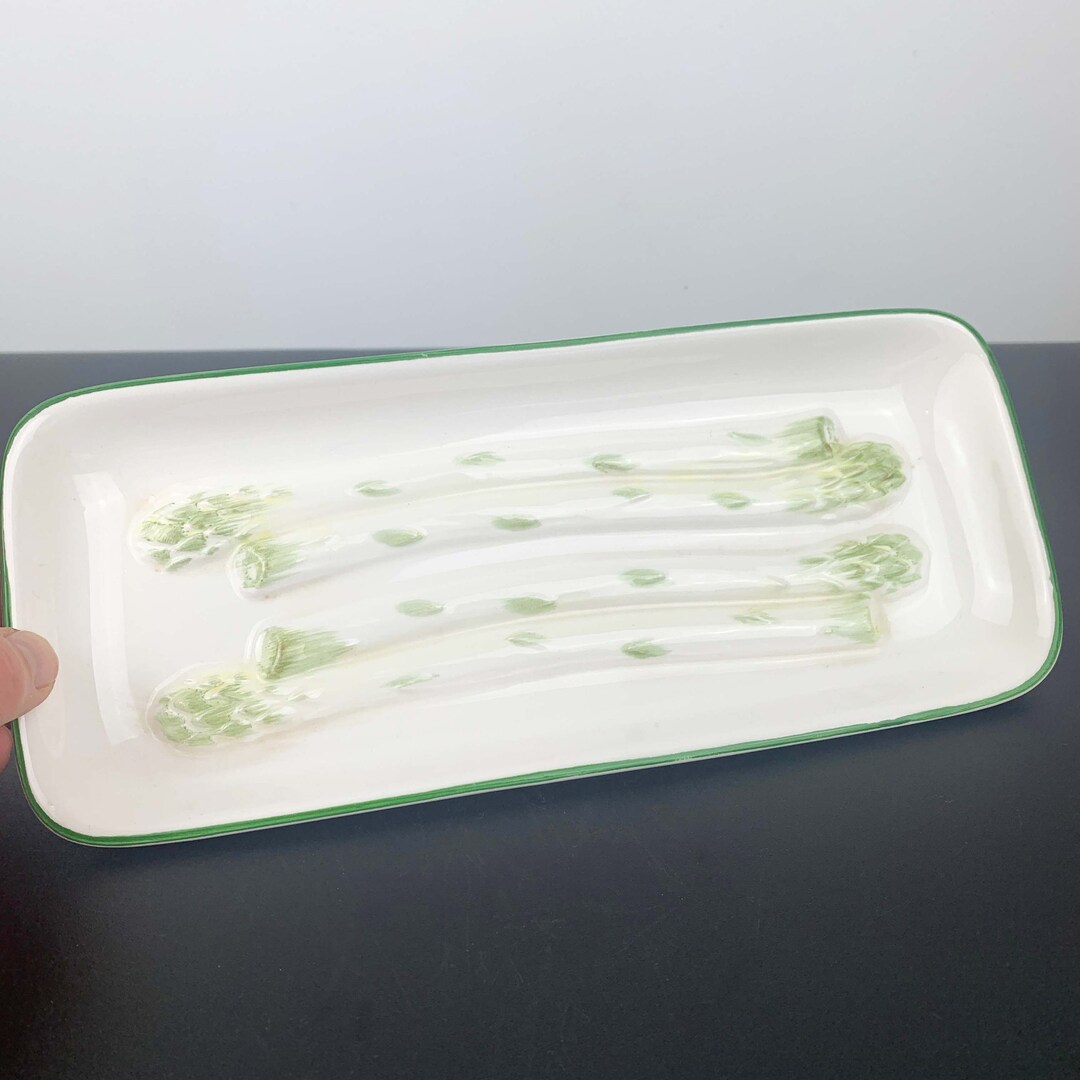 Asparagus Majolica Plate With Hand Painted Asparagus Japanese Ceramic ...
